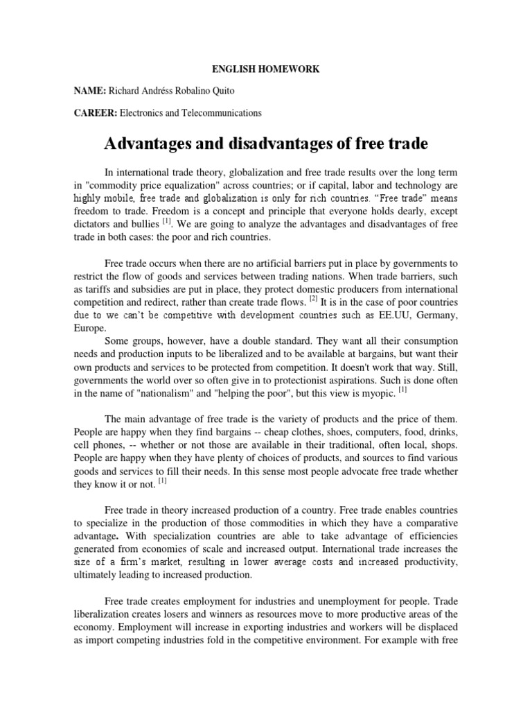 Advantages and Disadvantages of Trade Liberalization | PDF | Free Trade ...