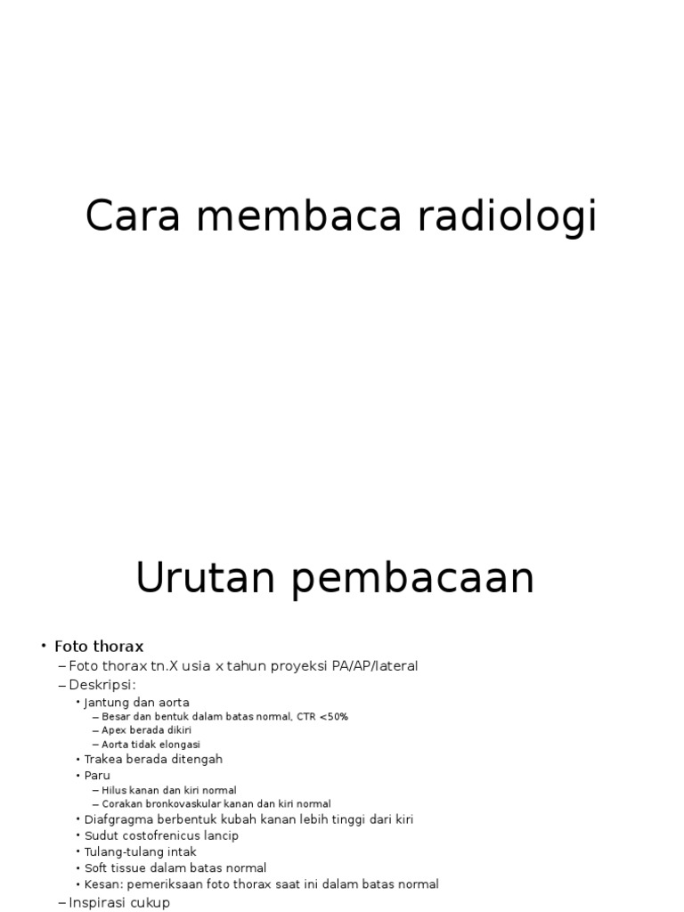 Cara Membaca Radiologi | PDF