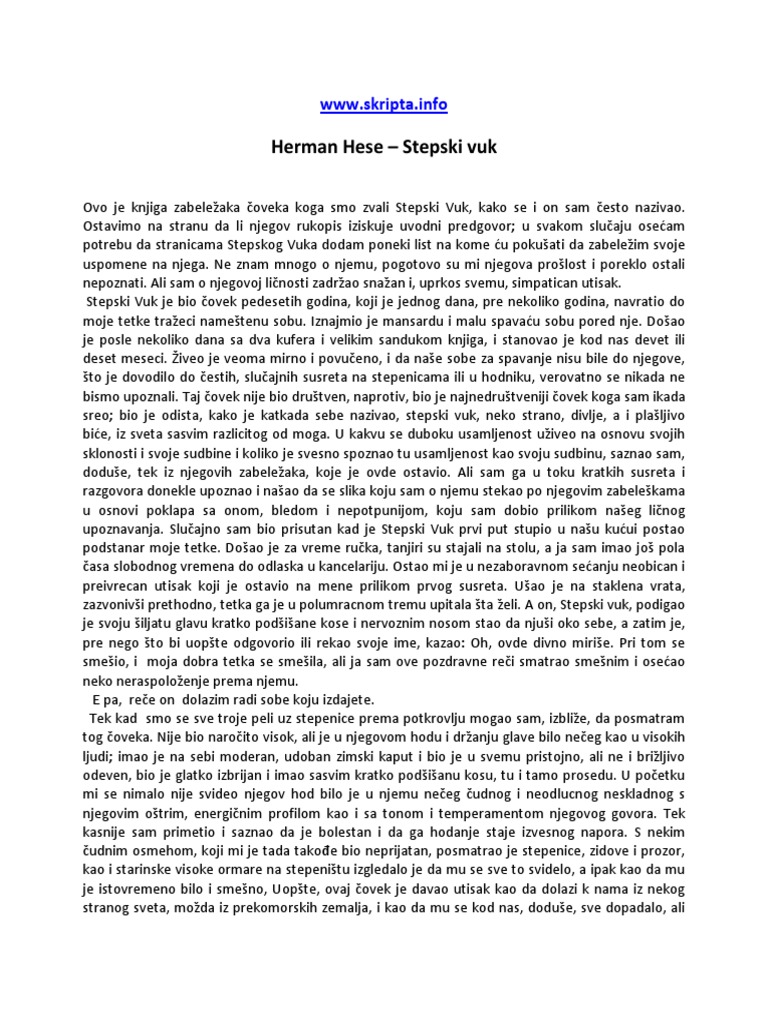Herman Hese Stepski Vuk PDF | PDF