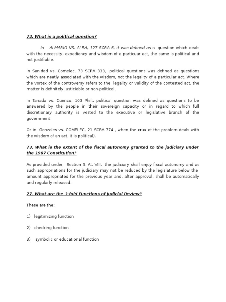 What Is A Political Question Judicial Review | PDF