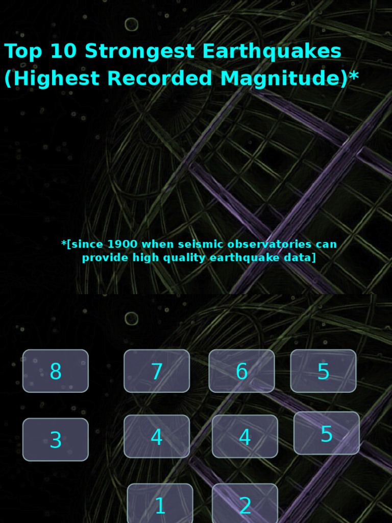 Top 10 Strongest Earthquakes (Highest Recorded Magnitude) | PDF ...