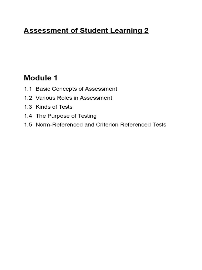 Module 1 Assessment | PDF | Educational Assessment | Test (Assessment)