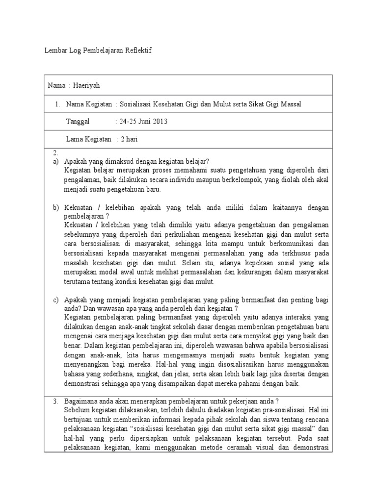 Contoh Log Sheet | PDF