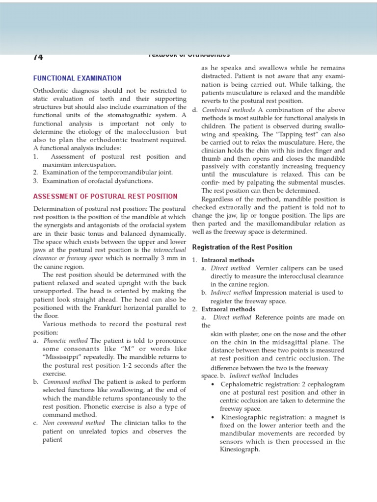 Functional Examination: Textbook of Orthodontics | PDF | Mouth ...