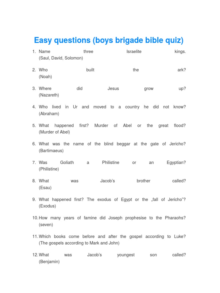 Bible Easy Questions | PDF | John The Baptist | Christianity