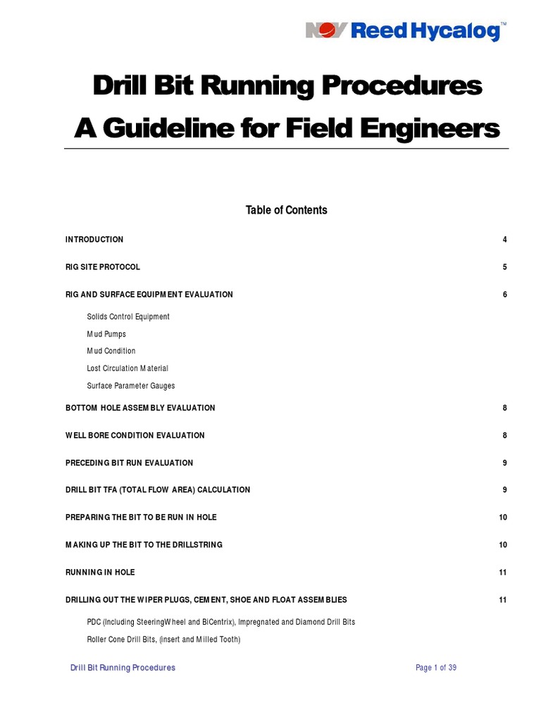 Bit Running Guidelines PDF | PDF | Drilling Rig | Drilling