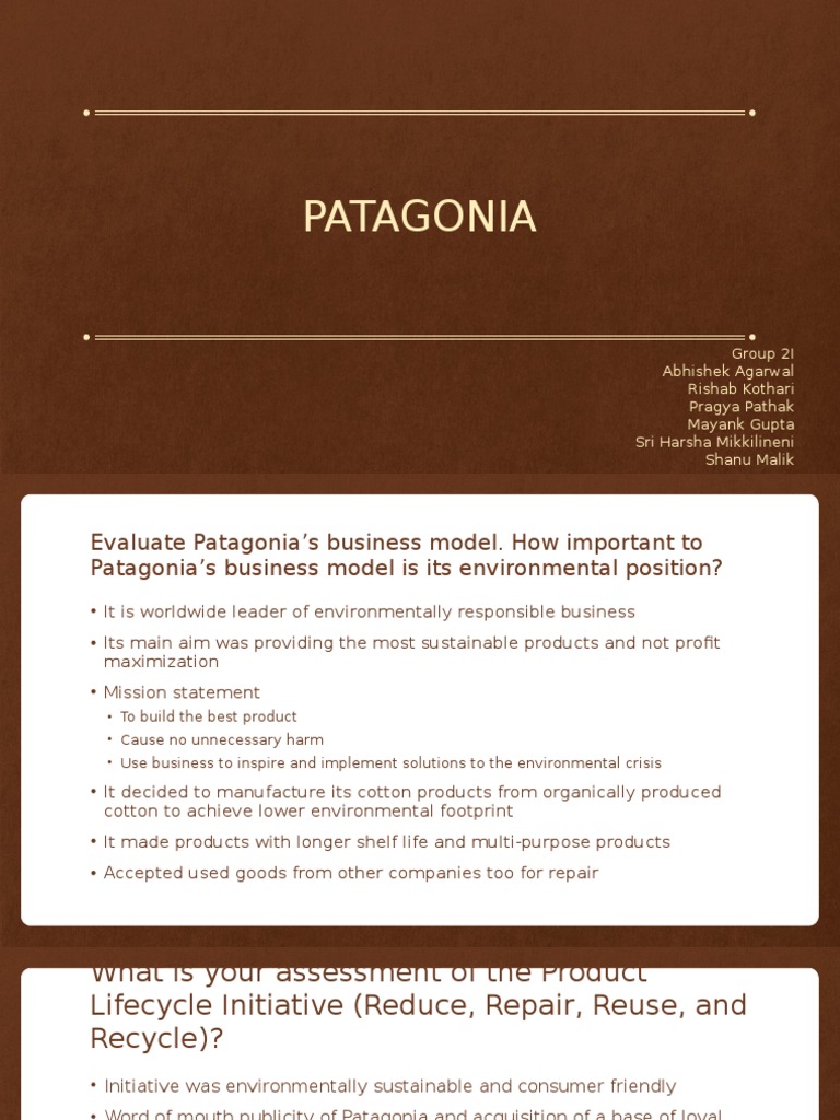Patagonia Group 2I | PDF | Reuse | Environmentalism