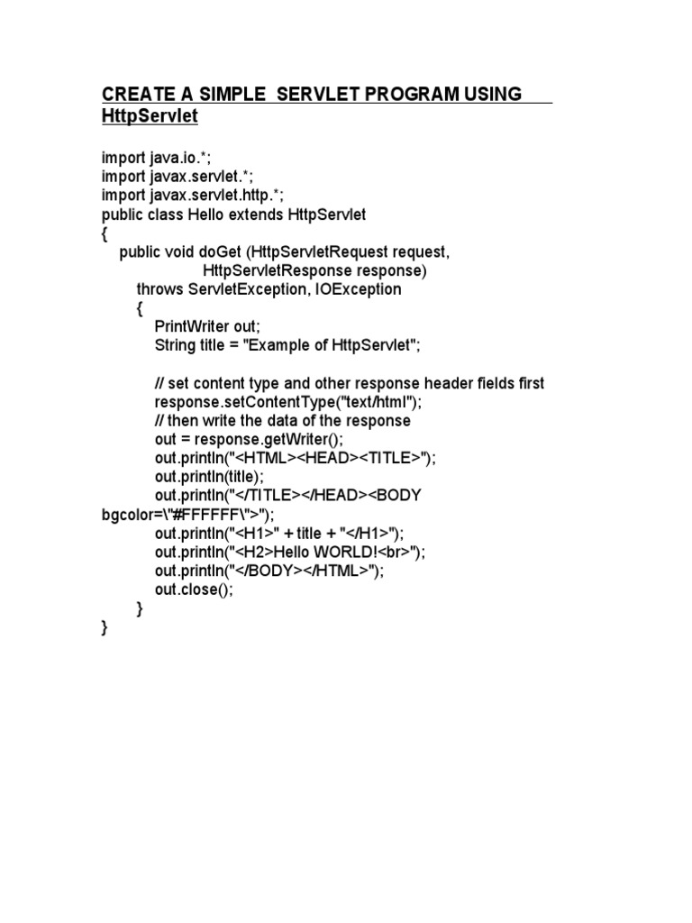 Create A Simple Servlet Program Using | PDF | Java Specification Requests | Java Servlet