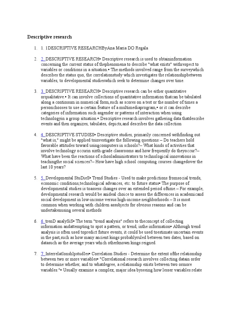 Descriptive Research | PDF | Experiment | Data