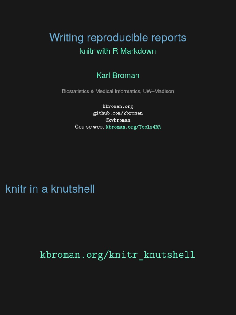 Writing Reproducible Reports: Knitr With R Markdown | PDF | Directory ...