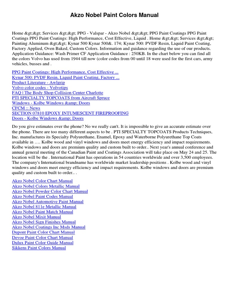 Akzo Nobel Paint Colors Manual | PDF | Paint | Epoxy