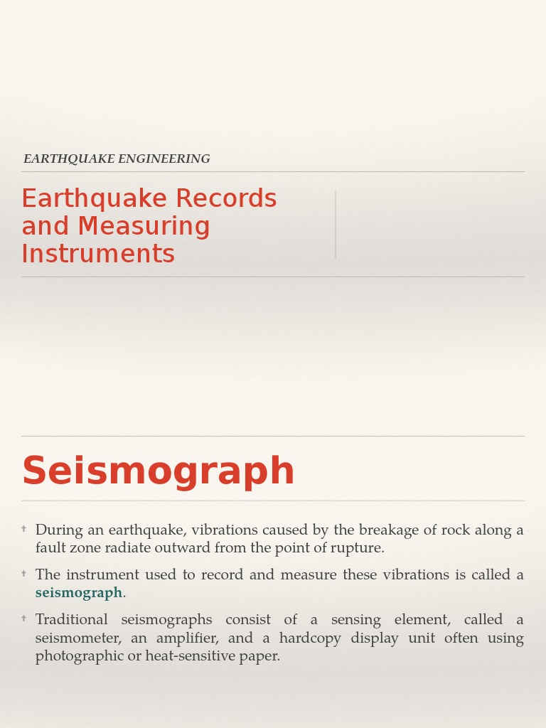 Earthquake Records and Measuring Instruments | PDF | Earthquakes ...