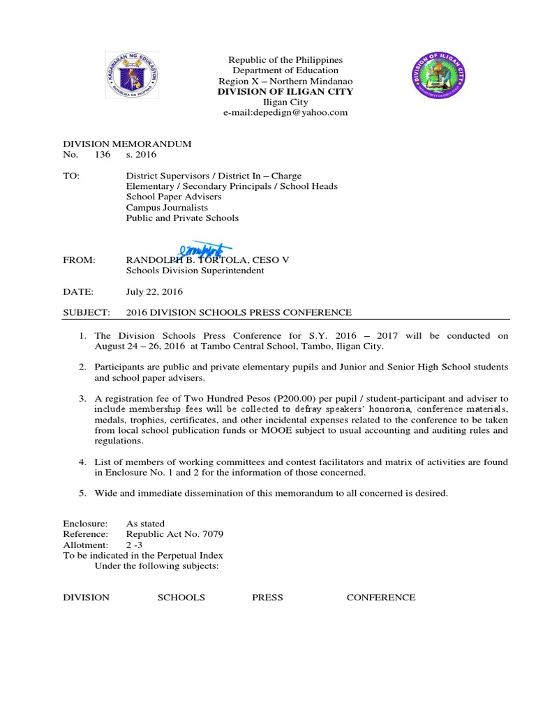 DSPC Memo Final 1 | PDF | Communication | Schools