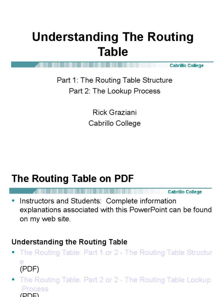 Understanding The Routing Part 1 The Routing Table Structure Part 2 The Lookup Process Rick 