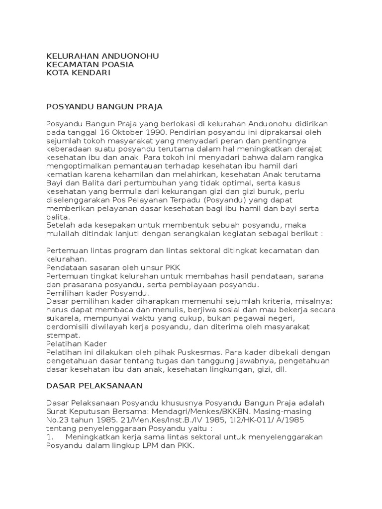 Profil Posyandu Contoh | PDF