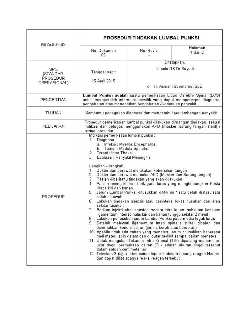 Spo Lumbal Pungsi | PDF