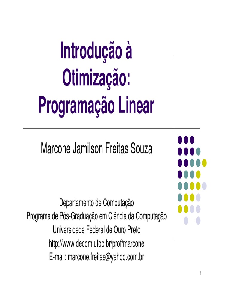 Introdução Otimização e Programação Linear | PDF | Programação linear ...