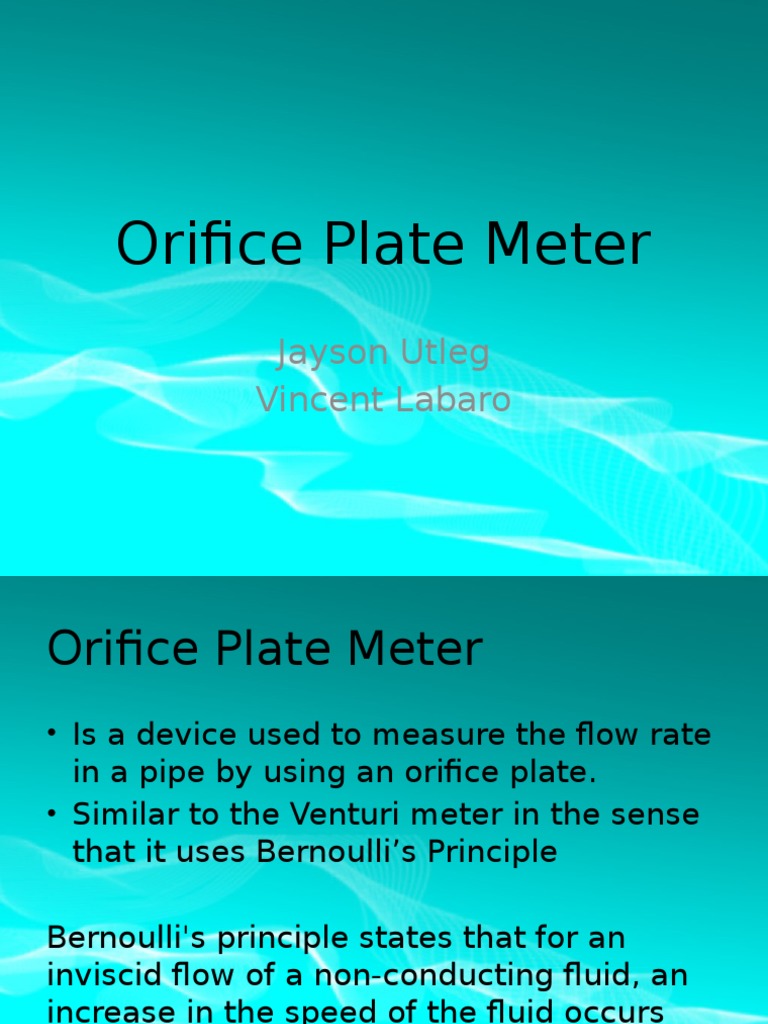 Orifice Plate Meter | PDF | Fluid Dynamics | Gas Technologies