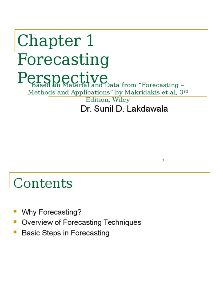 Chapter 1 Forecasting Perspective Pdf Forecasting Time Series