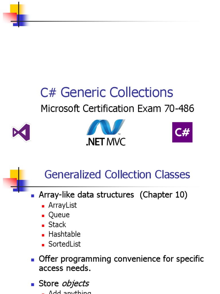 Generic Collections: Microsoft Certification Exam 70-486 | PDF | C ...