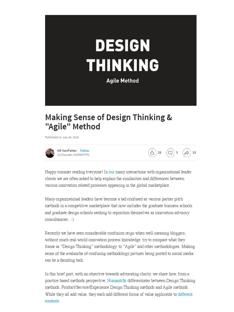 Making Sense of Design Thinking & "Agile" Method - GK VanPatter - Pulse - LinkedIn | PDF | Agile ...