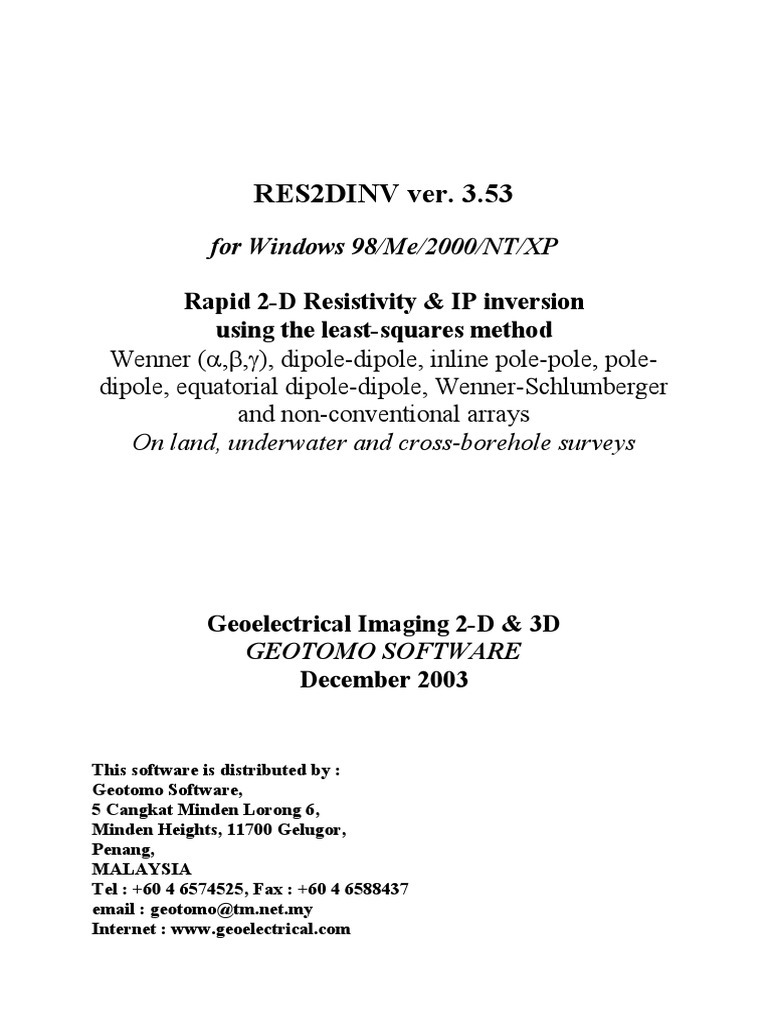 Manual Res2dinv Software (2003) | PDF | Topography | Mean Squared Error