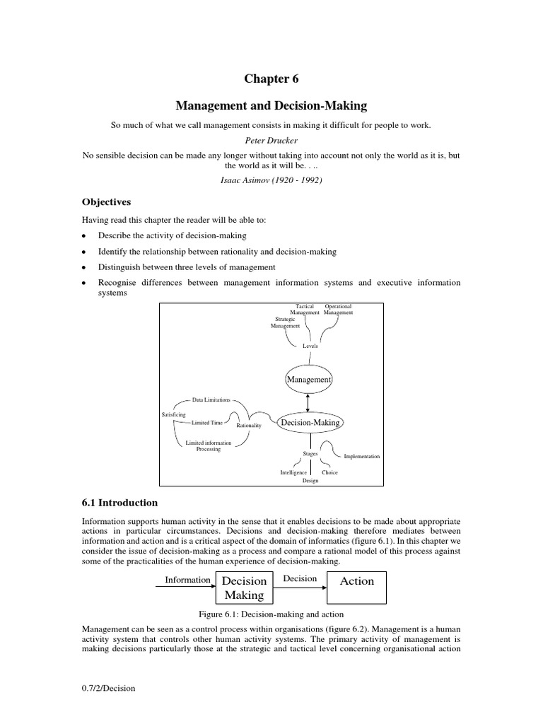 Management and Decision-Making: Objectives | PDF | Rationality ...