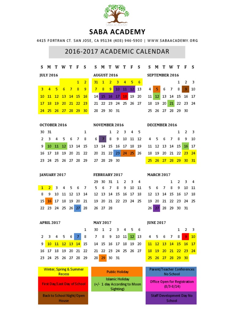 Academic Calendar 2016 2017 | PDF | Moon | Holidays