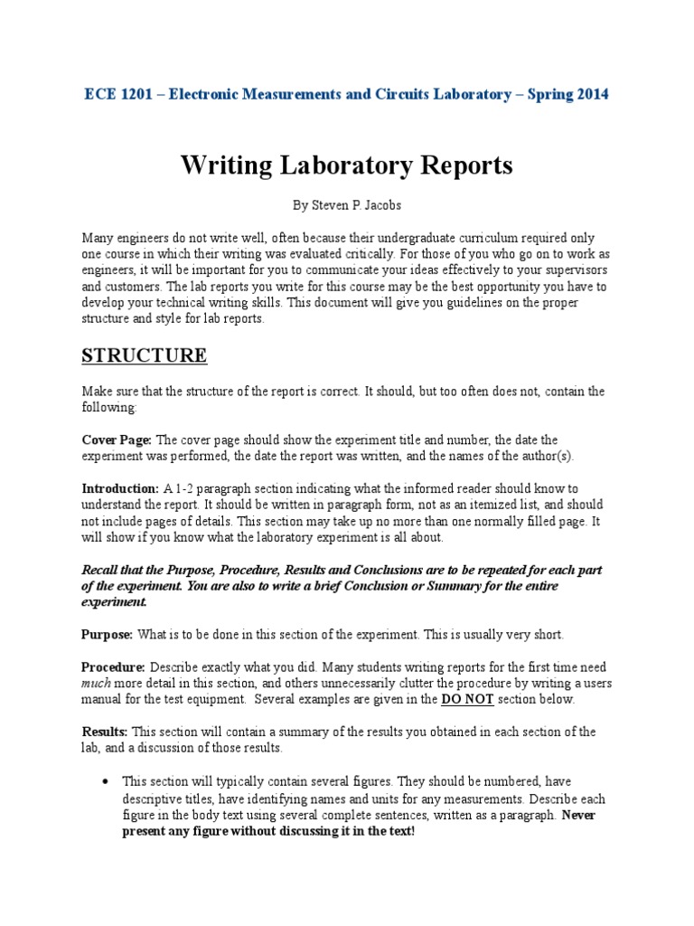 Writing Laboratory Reports: Structure | Download Free PDF | Experiment | Computing And ...