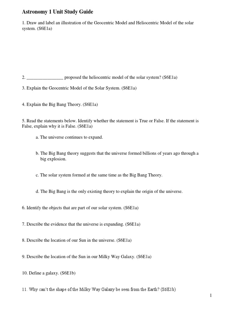Astronomy Study Guide Answer Key | PDF | Planets | Meteoroid
