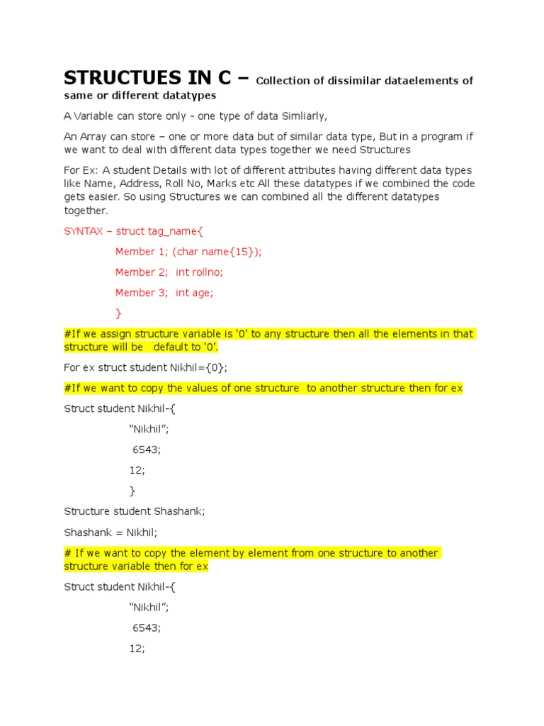 Structues in C | PDF | Data Type | Variable (Computer Science)