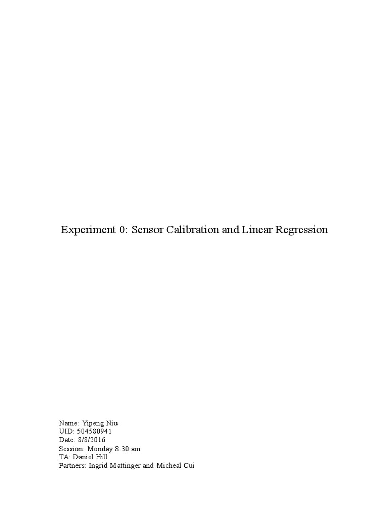 Physics 4AL Lab 0 | PDF | Calibration | Sensor