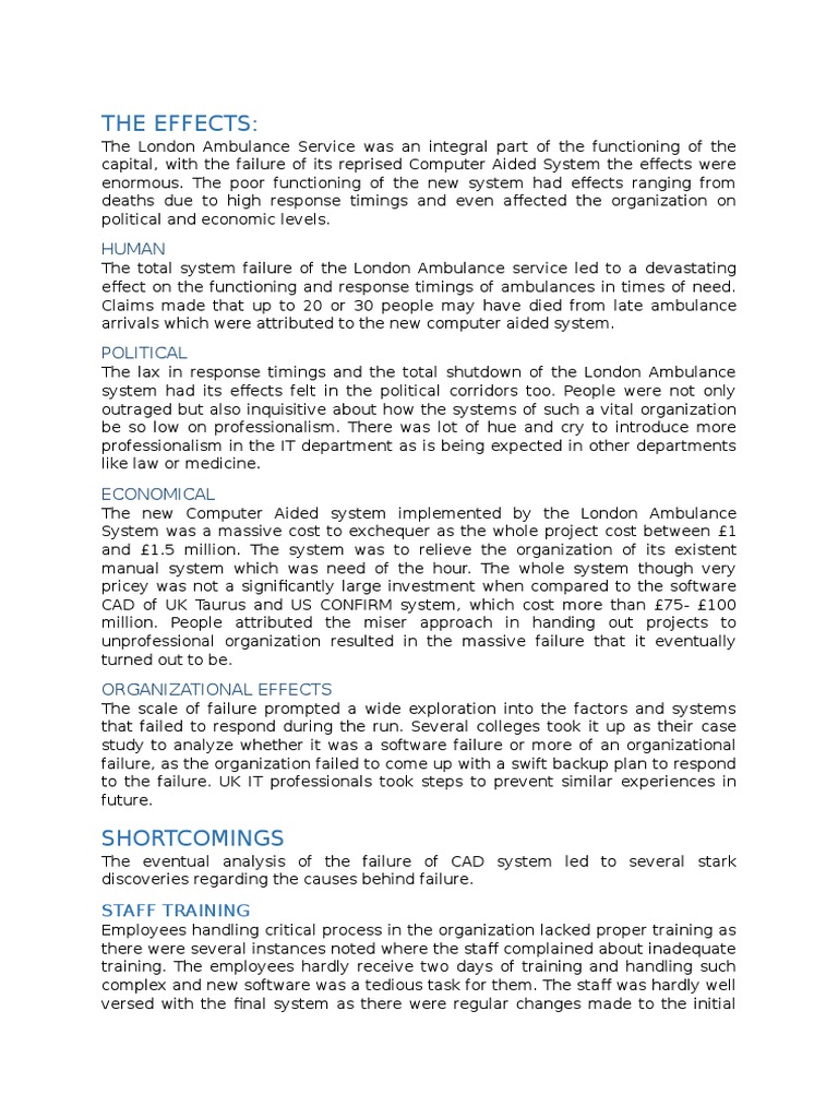 An Analysis of the Causes and Effects of the Failure of the London ...