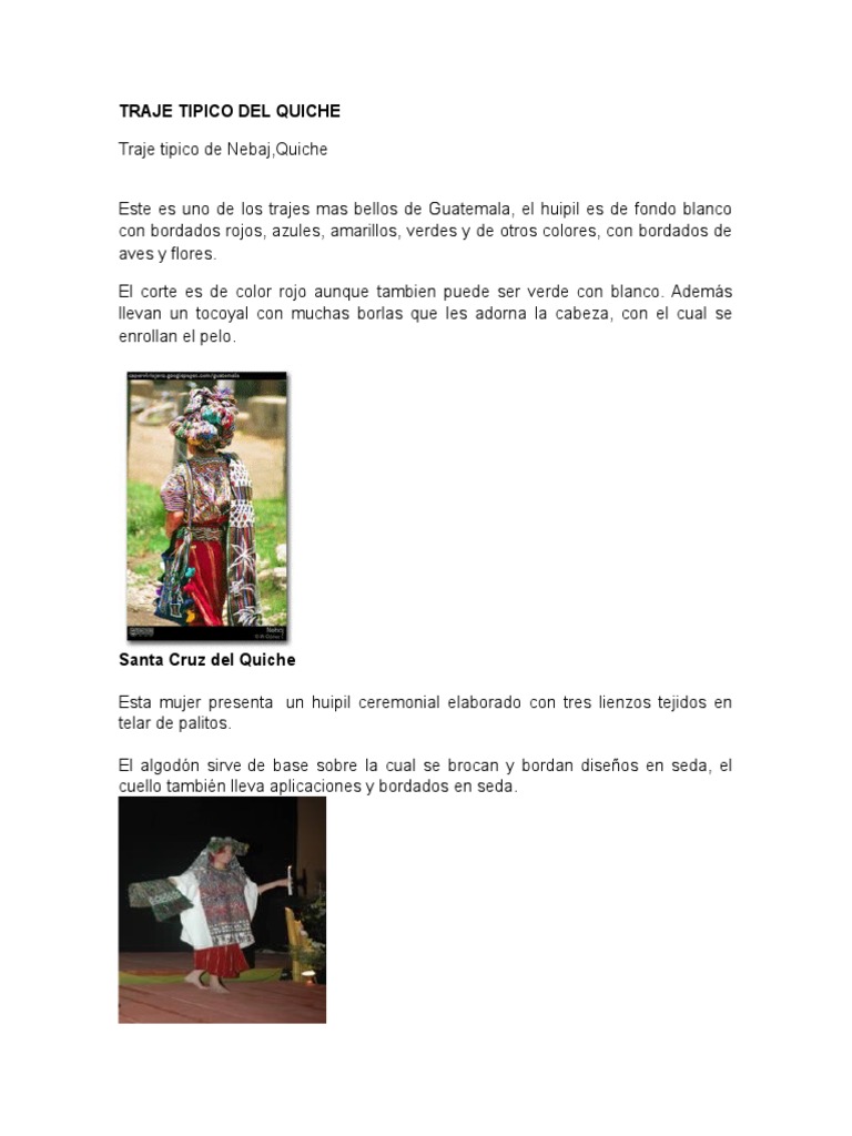 Traje Tipico Del Quiche | PDF | Ropa | Seda
