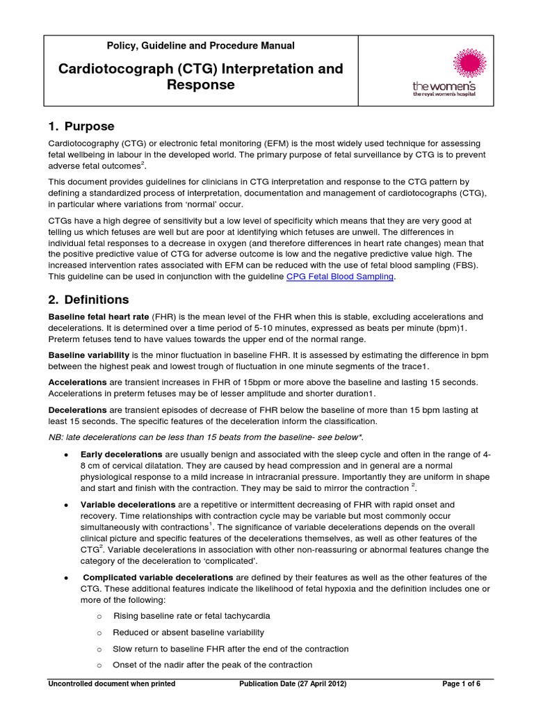 CTG Interpretation and Response | PDF | Human Pregnancy | Childbirth