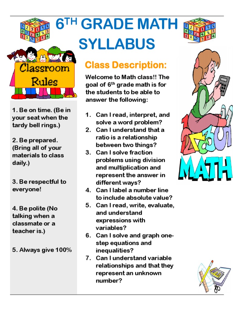 Grade 6 Math Syllabus | PDF | Language Arts & Discipline | Teaching ...