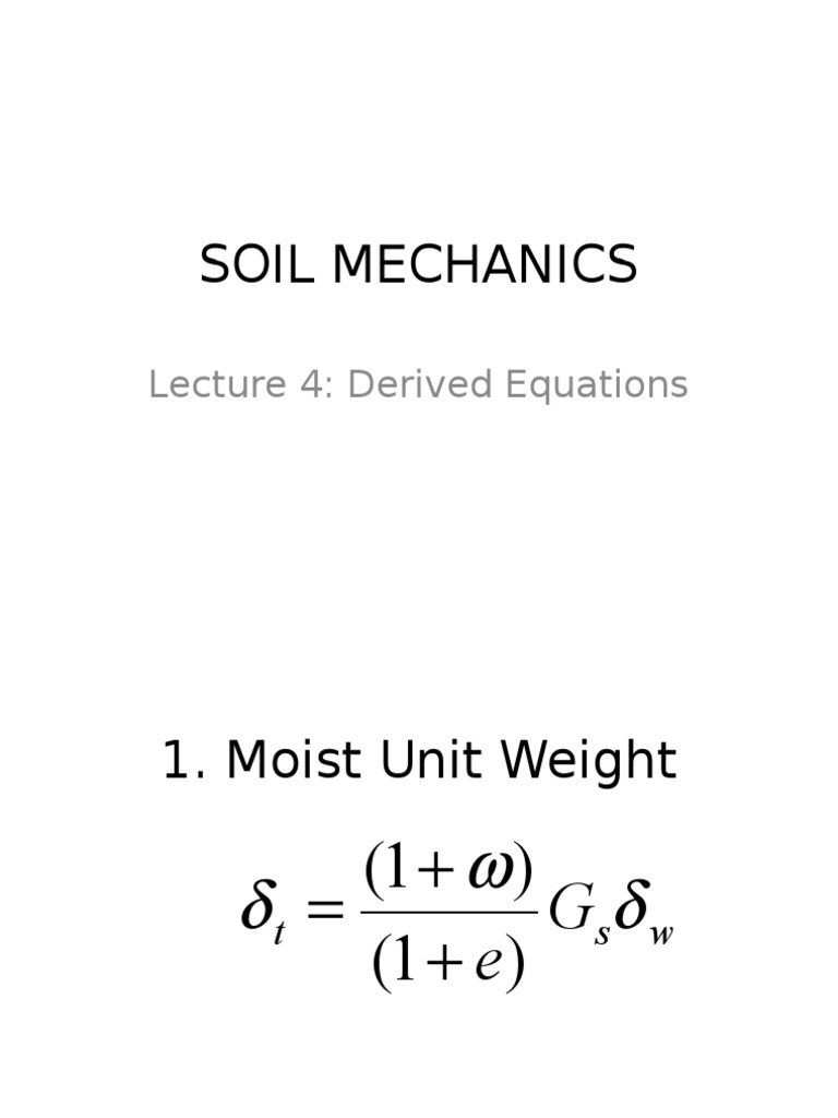 Soil Unit Weight Formulas and Calculations | PDF | Density | Soil Mechanics