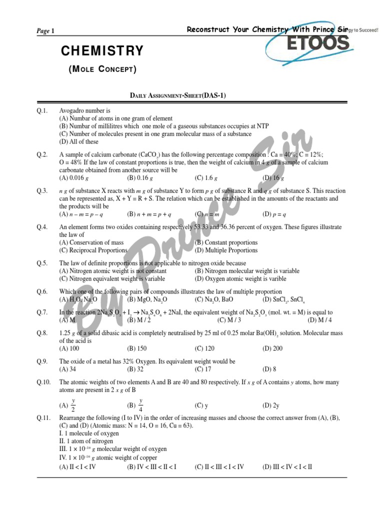 Mole DPP | PDF | Mole (Unit) | Chemical Substances