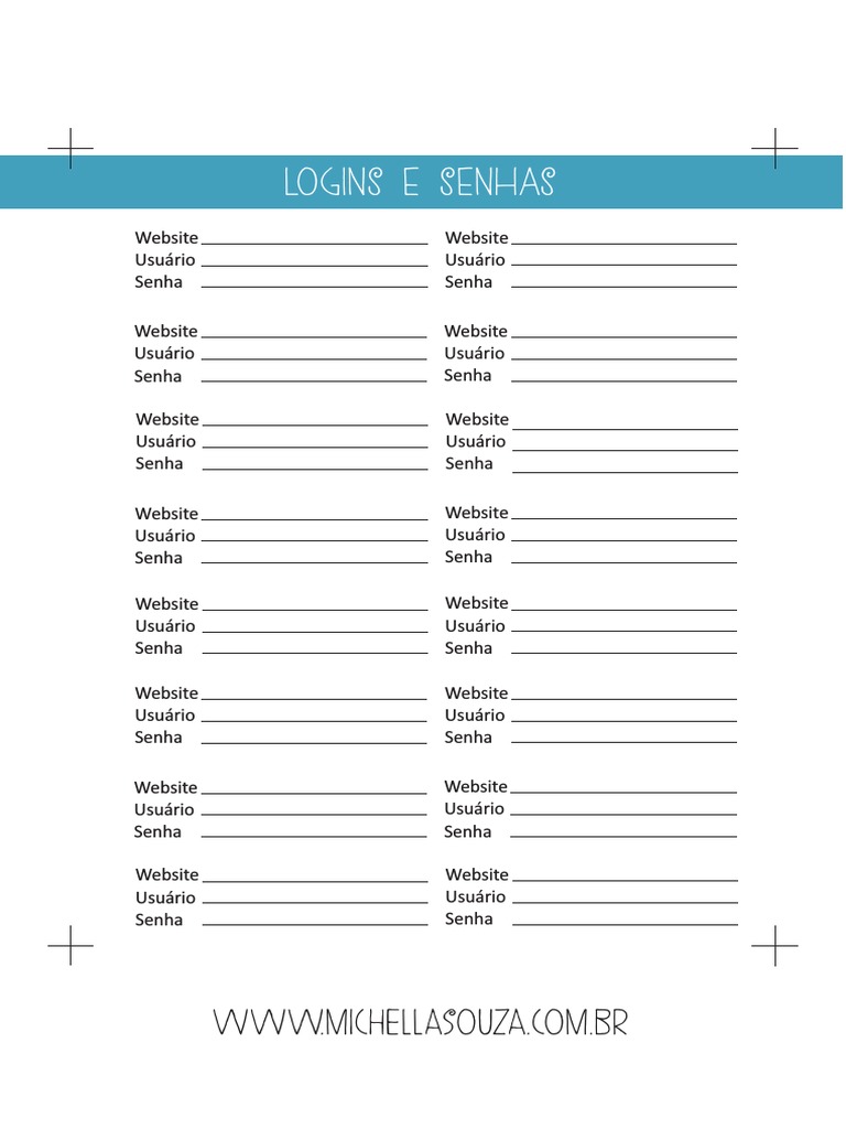 Planner Logins e Senhas