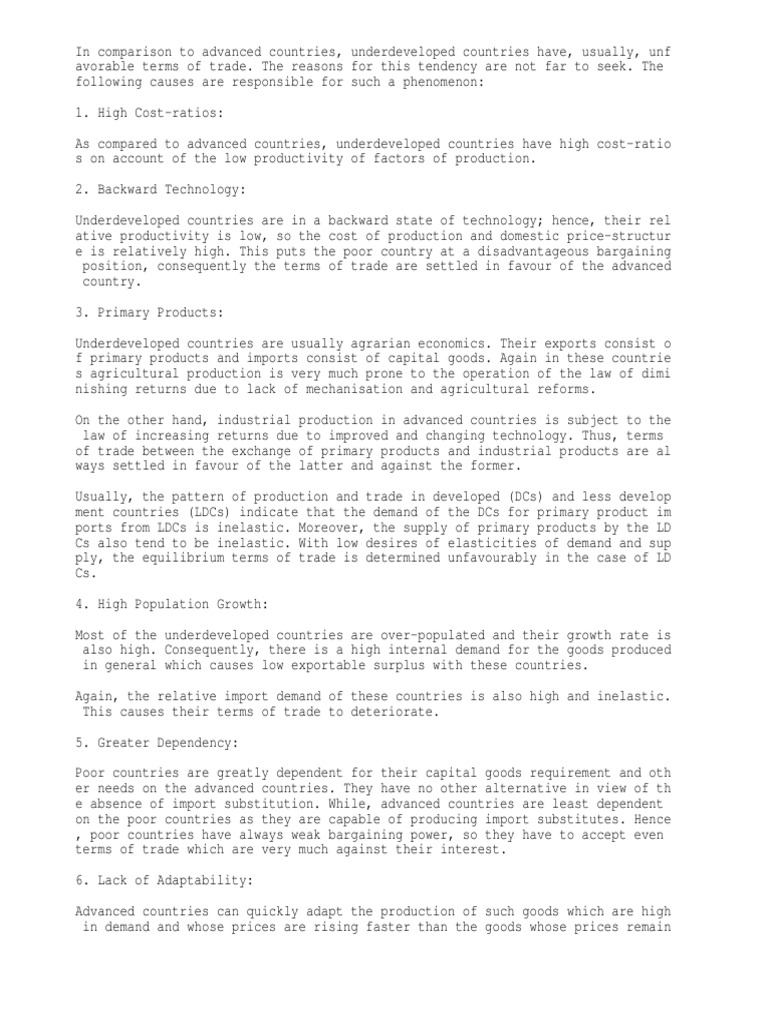 Unfavourable Terms of Trade | PDF | Demand | Price Elasticity Of Demand