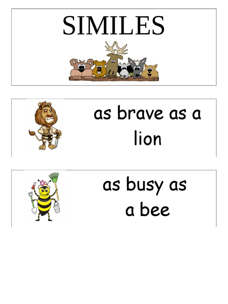 Similes: As Brave As A Lion As Busy As A Bee | PDF