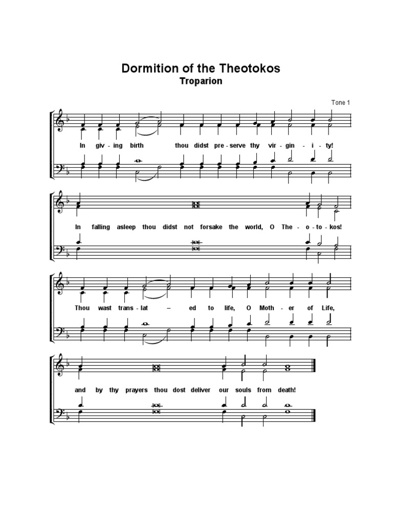 Dormition of The Theotokos: Troparion | PDF