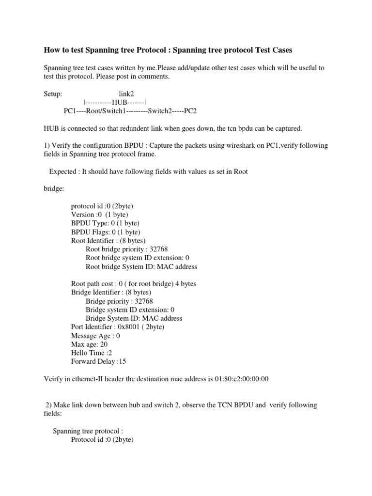 Spanning Tree Protocol - Test Cases | PDF | Telecommunications ...