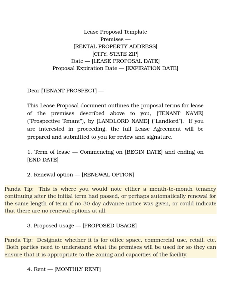 Lease Proposal Template | PDF | Business | Finance & Money Management