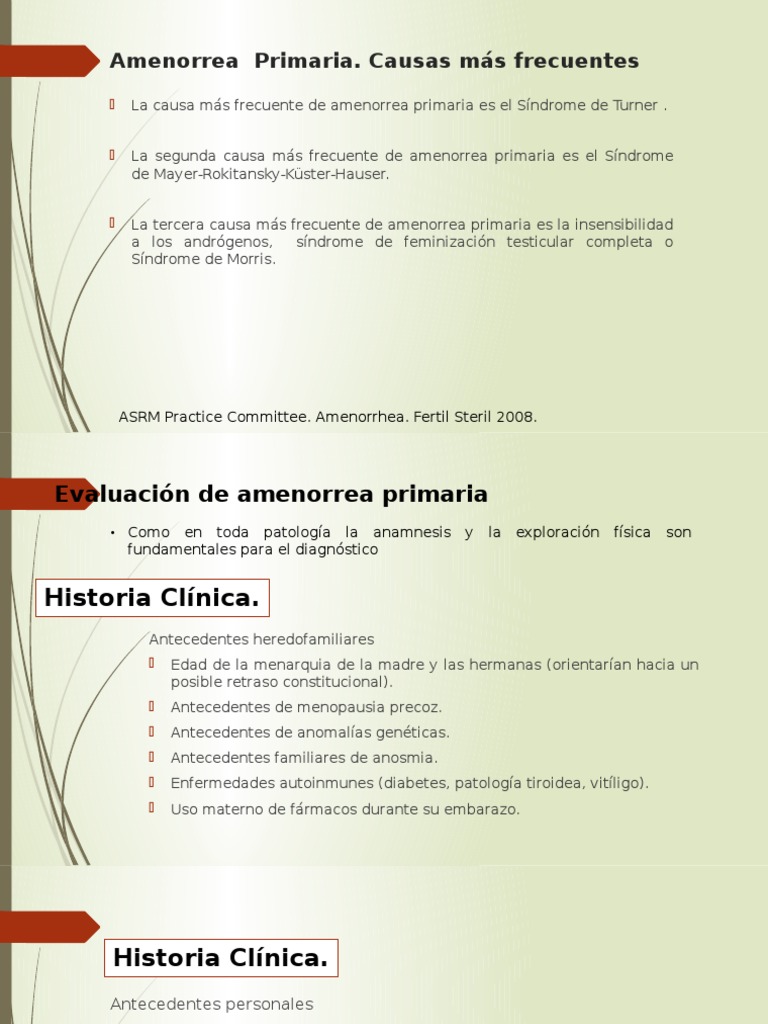Amenorrea Primaria | PDF | Especialidades Medicas | Medicina CLINICA