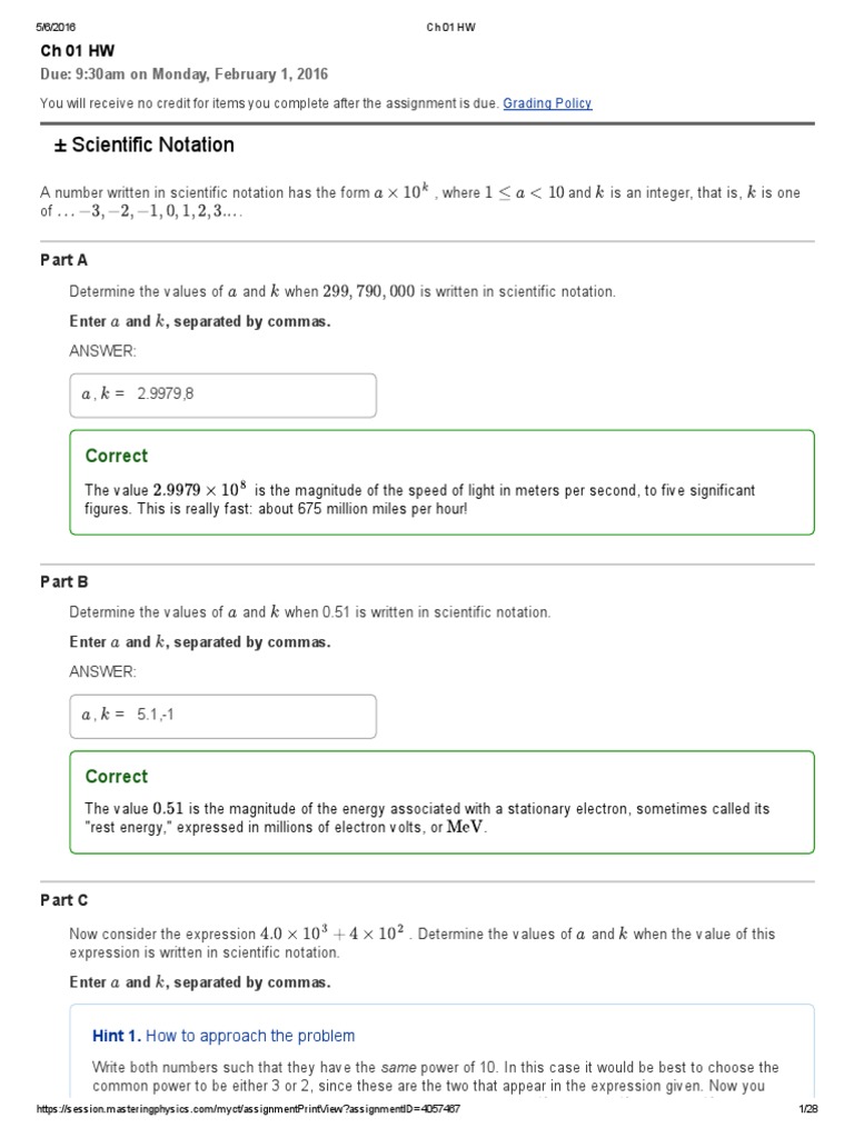 Mastering Physics CH 08 HW College Physics I LCCC | PDF | Significant ...