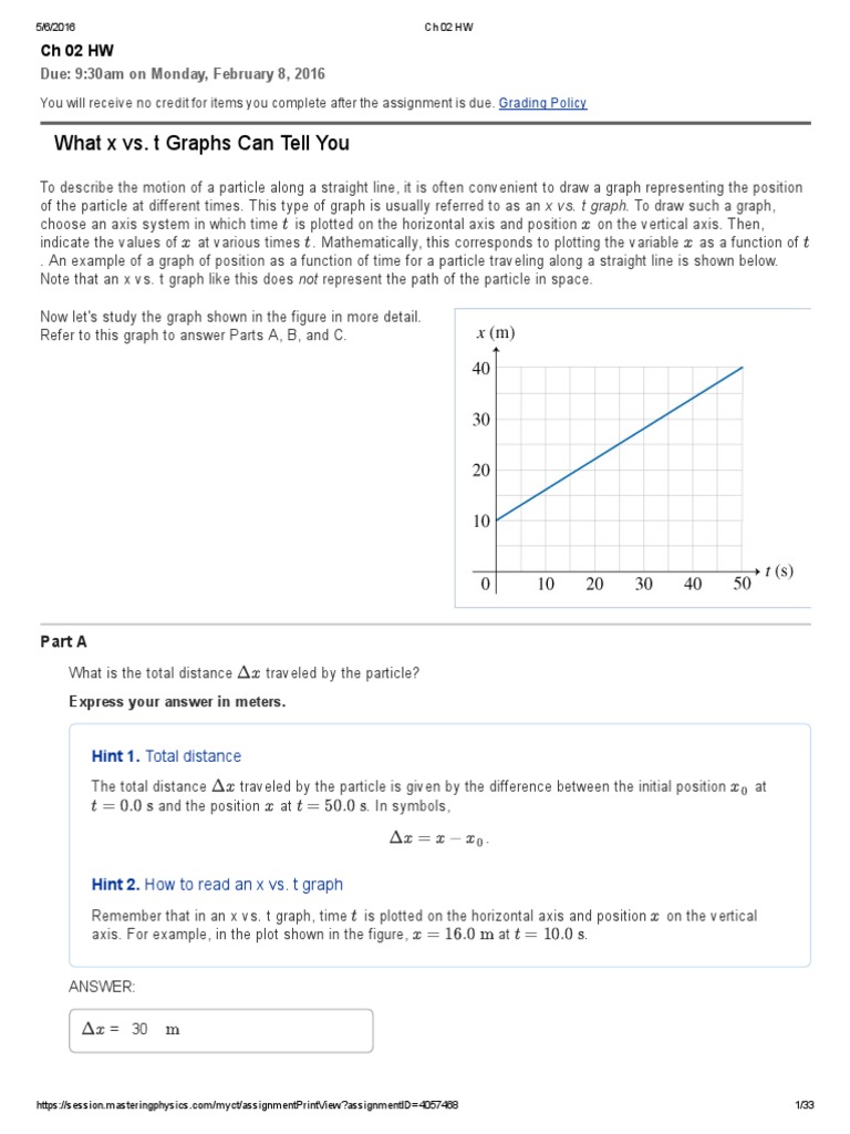 Mastering Physics CH 02 HW College Physics I LCCC | PDF | Velocity ...