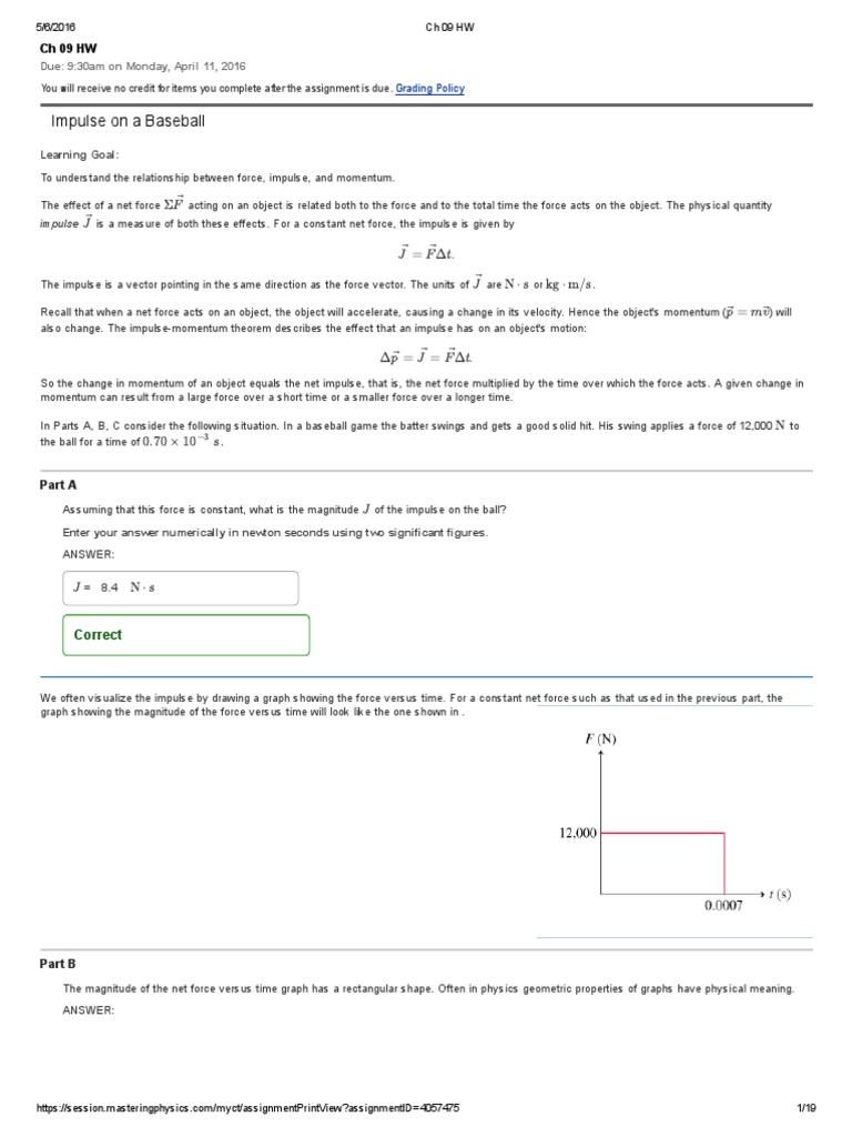 Mastering Physics CH 09 HW College Physics I LCCC | PDF | Momentum ... Mastering Physics CH 09 HW College Physics I LCCC | PDF | Momentum ...