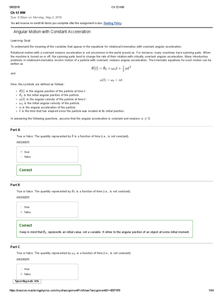 Mastering Physics CH 12 HW College Physics I LCCC | PDF | Rotation ... Mastering Physics CH 12 HW College Physics I LCCC | PDF | Rotation ...