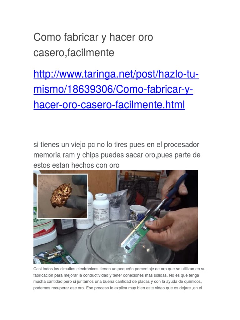 Como Fabricar y Hacer Oro Casero | PDF | Microprocesador | Oro